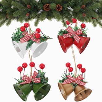 Healifty Weihnachten Weihnachtsglocken Weihnachtsbaumglocken Weihnachtskugeln Deko: 4 St&uuml;Ck Rot Metall Mit Kleiner Schleife Zum Basteln F&uuml;R Feiertags-Partygesc
