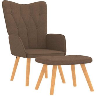 vidaXL Chaise de relaxation avec tabouret Marron Tissu Vidaxl