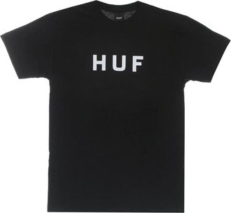 HUF Schwarzes Logo Tee Kurzarm T-shirt - - Tops - Herren - Schwarzk - XL
