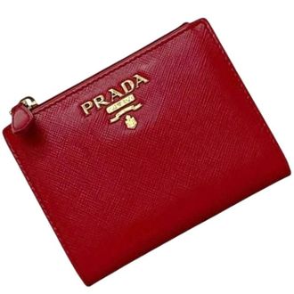 Prada Portefeuille bi-pli Saffiano 1Ml023 doccasion - Femme - Pre-owned - Rouge - Taille: ONE Size