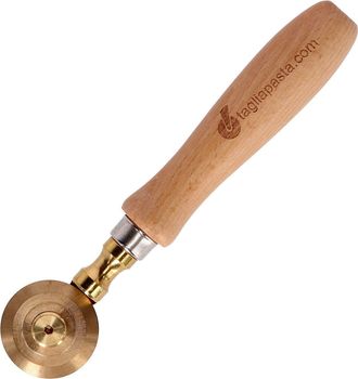 Tagliapasta Nudelrädchen, Teigrad für frischen Blätterteig, Teigschneider für Tortellini, Ravioli | Glatten Rad Durchmesser 38 mm aus Messing mit Holzgriff | Made