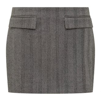 Ferragamo Femme, Jupes, Gris, Taille: 38 FR Mini-jupe en m&eacute;lange de laine &agrave; chevrons