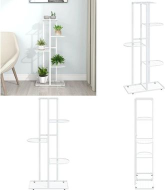vidaXL Blumenst&auml;nder 5-Etagen 43x22x98 cm Wei&szlig; Metall - Pflanzenst&auml;nder - Blumentr&auml;ger - Metallregal - Gartendekoration - Balkonm&ouml;bel - Home & Living