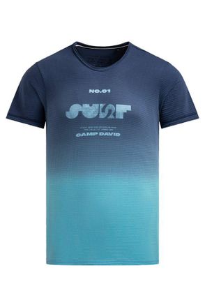 Camp David Rundhalsshirt mit offenen Kanten
