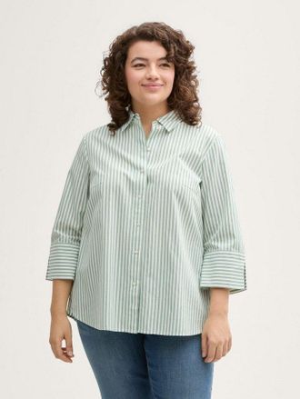 Tom Tailor Langarmbluse Blusen & Shirts Plus Size - Loose Fit Bluse mit Streifenmuster