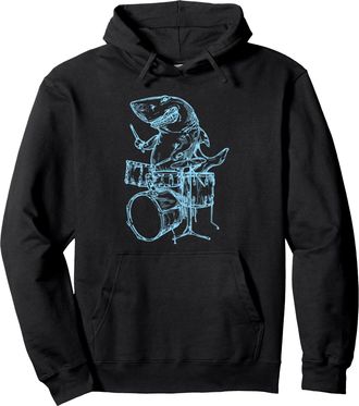 Seembo Hai spielt Schlagzeug, Fisch, Schlagzeuger, Rock, Beach, Musiker Pullover Hoodie