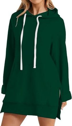 Generic Long sweat à capuche surdimensionné pour femme - Sweatshirts dhiver chauds pour femmes - Veste de sport à capuche - Pulls longs avec poches - Vestes t