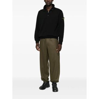 Stone Island Quarter-Zip Cotton Sweatshirt - Black