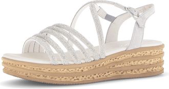 Gabor Damen Riemchensandalen, Frauen Sandalen,offene Schuhe,Strandschuhe,Sandaletten,Sommersandalen,bequem,flach,Silber/Light Grey,40.5 EU / 7 UK