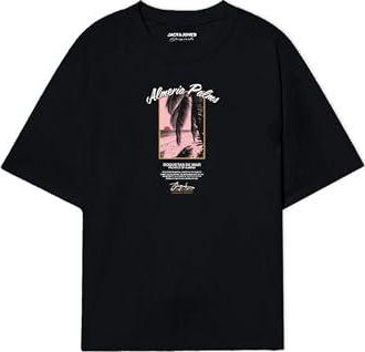 Jack & Jones Joralmeria Palms T-Shirt SS Crew Neck FST pour Homme, Noir, M