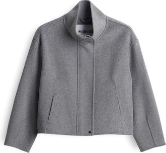 someday Damen Jacke | VARAH Detail Loose Doubleface Jacke aus Wolle Kaschmir Mix ashy Grey Melange, 42