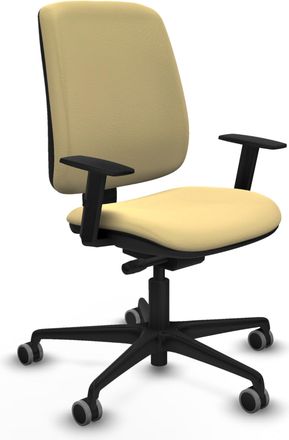 Piqueras y Crespo B&uuml;rostuhl Alares aus Kunstleder mit 1D-Armlehnen, ausgestattet mit Syncro/Traslack und Schaumstoff, Rollen 65 mm, Parkett, cremefarben