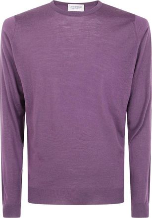 John Smedley Homme, Pulls, Violet, Taille: M Lundy Col Rond