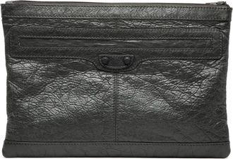 Balenciaga 2018-2025 Motocross Classic Clip M Clutch aus Lammleder - Schwarz