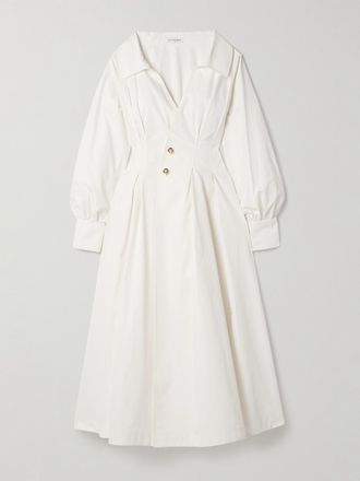 Altuzarra Isabela Midi-hemdblusenkleid Aus Popeline Aus Einer Baumwollmischung Mit Falten - Wei&szlig;