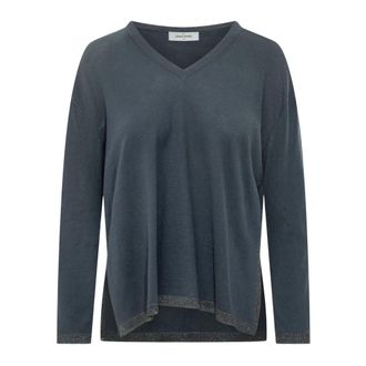 Gran Sasso Femme, Pulls, Bleu, Taille: 38 FR Pull V col en maille