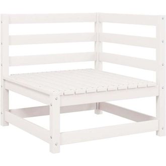 vidaXL Garten-Ecksofa Wei&szlig; Massivholz Kiefer - Vidaxl
