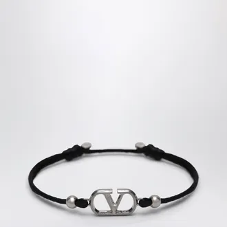 Valentino Garavani Schwarzes VLogo Signature Armband mit Kordel