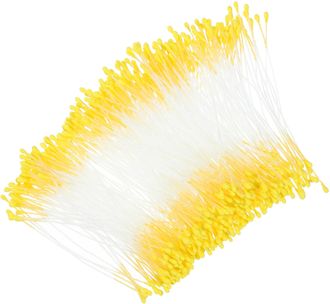 Pretyzoom Realistische K&uuml;nstliche Bl&uuml;tenstempel Gl&auml;nzend Gelb pro Packung Doppelte Bl&uuml;tenk&ouml;pfe f&uuml;r DIY Blumenarrangements Kunstblumen Basteln Florale Dekoration