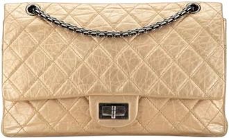 Chanel Sac bandouli&egrave;re Pre-owned Reissue 2.55 en cuir de veau vieilli Double Flap 227 - Femme - Pre-owned - Beige - Taille: ONE Size