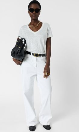 Gerard Darel T-shirt V en lin &agrave; lurex - MIRANA - Blanc