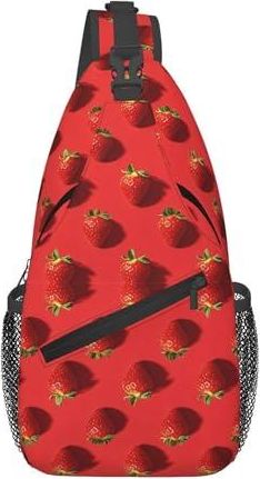 Generic L&eacute;ger Sacoche Bandouliere Joli dessin de fraise Roses Sling Bag Mode Sac Poitrine pour &eacute;cole Voyage Cyclisme