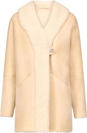 Loulou Studio Femme, Manteaux, Beige, Taille: 36 FR Manteau Isak en peau lain&eacute;e