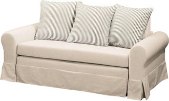Mooved home24 Schlafsofa Larmond Beige/Kaschmir Webstoff Sari / Webstoff Habren 185cm Landhaus