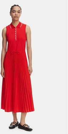 Tommy Hilfiger Kleid f&uuml;r den Alltag 1985 Pleated WW0WW49621 Rot Regular Fit