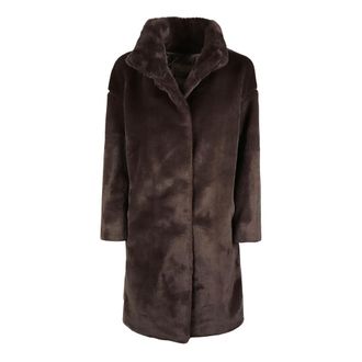 Herno Langer Mantel aus weichem Webpelz - - Jackets - Damen - Braun - S