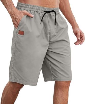 Generic Short de randonn&eacute;e pour homme - Short de course avec poche - Short de sport pour homme - S - Short cargo en coton extensible - Pantalon de travail fus