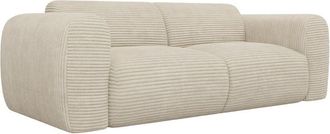 Vente-Unique Vente-Unique - Canap&eacute; droit 3 places en velours c&ocirc;tel&eacute; beige - Garnissage mousse haute r&eacute;silience - Structure bois - Dimensions 205x97x73 cm