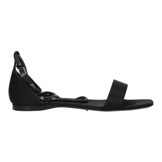 Max Mara Schwarze Satin Flache Sandalen - - Shoes - Damen - Schwarzk - 36 EU