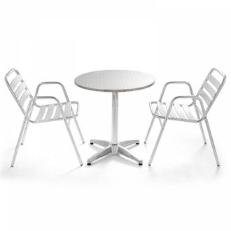 Oviala Table de jardin ronde en aluminium 2 places
