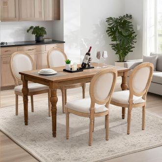 Generic Esszimmerstühle Im Französischen Landhausstil, 2er-/4er-/6er-Set - Gepolsterte Stühle Mit Rattan-Rückenlehne Und Beinen Aus Massivholz, for Küche, Woh