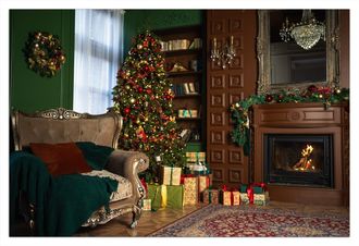 Wallario selbstklebendes Poster - Weihnachtszauber im Wohnzimmer, Aufkleber in Premiumqualit&auml;t, Klebefolie Gr&ouml;&szlig;e: 61 x 91,5 cm (Maxiposter)