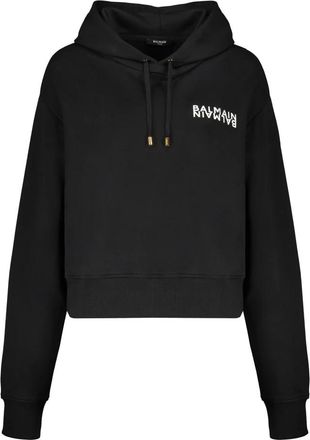 Balmain Femme, Sweatshirts et sweats &agrave; capuche, Noir, Taille: 42 FR Logo Sweat &agrave; capuche