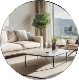 Clp Wandspiegel Elsie I Runder Spiegel in unterschiedlichen Gr&ouml;&szlig;en I Rahmentiefe 3 cm, ideal f&uuml;r Wohnzimmer, Schlafzimmer oder Bad, Farbe:Silber, Gr&ouml;&szlig;e:XL