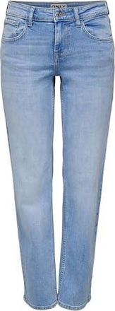 Only Low Waist Straight Onllopez Tai476 Taille Basse Droite DNM, Bleu Jeans Clair, 26W / 32L Femmes