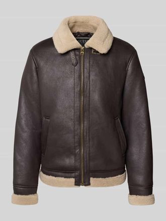 Guess Jacke in Leder-Optik mit Kragen aus Teddyfell