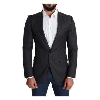 Dolce & Gabbana Homme, Vestes, Noir, Taille: S &Eacute;l&eacute;gant Martini Blazer Noir en Laine