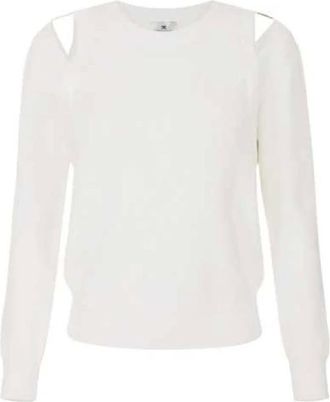 Elisabetta Franchi Femme, Pulls, Beige, Taille: 40 FR Long-sleeved Tank Top Avorio