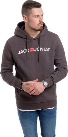 Jack & Jones Herren Corp Logo Sweat Hood Kapuzen Sweatshirt Basic Jumper Reg Fit, (Raven (Corp 054 Raven-White, XXL))