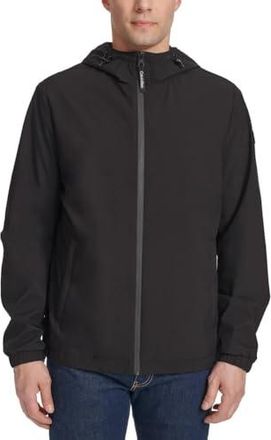 Calvin Klein Veste coupe-vent à capuche avec fermeture éclair intégrale pour homme - Légère deux poches avant zippées, noir, Medium