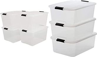 Iris 4er-Set stapelbare Aufbewahrungsboxen Top Box, mit Deckel und Klickverschluss,45 Liter,Kunststoff/Plastik, transparent, 39 x 58 x 30cm, 3er-Set Aufbew