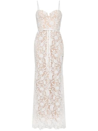 Marchesa Abendkleid aus floraler Spitze - Wei&szlig;