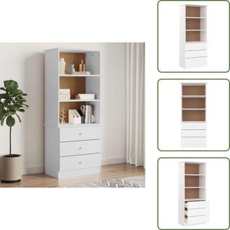 vidaXL Vidaxl - B&uuml;cherregal mit Schubladen alta Wei&szlig; 60x35x142 cm Kiefernholz - BucheRegal - Holzm&ouml;bel - Kiefernholz - B&uuml;cherregal Wei&szlig; - Schreibtisch