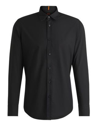 HUGO BOSS Unifarbenes Baumwollhemd Relegant mit Kentkragen, Regular in