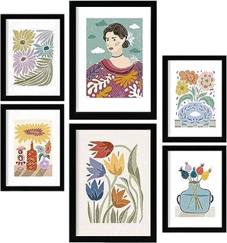 Nacnic Ensemble de 6 impressions de Garden in Ethnic Style Prints Collection. Cadres d&eacute;coratifs esth&eacute;tiques pour votre salon, chambre, maison. Impression dar