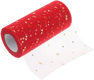 Aboofan Pailletten Tischrock aus T&uuml;ll Partytischrock Rot 2280 X 15cm Hochzeitsdeko Tischh&uuml;lle mit Glitzereffekt f&uuml;r Festliche Anl&auml;sse